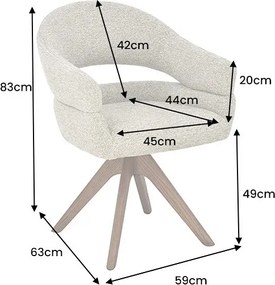 Designová otočná židle Yenibeth taupe / hnědá