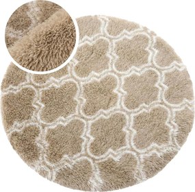 TZ Béžový kulatý vzorovaný koberec typu shaggy Decor Latern Rozměr: 120 cm