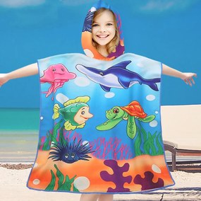 Dětské pončo SEA WORLD barevné Rozměr: 60 x 120 cm
