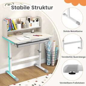 Costway Výškově nastavitelný psací stůl s naklápěcí deskou stolu a – šedá