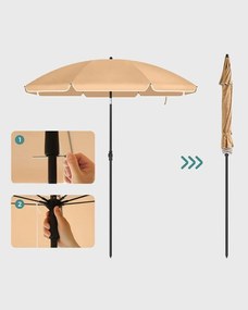 Slunečník SOLARA, Ø160 cm, světle hnědá (taupe) SongmicsHome