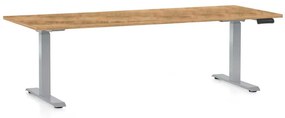 Výškově nastavitelný stůl OfficeTech D, 200 x 80 cm, šedá podnož, dub zlatý