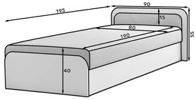 Eltap Lůžko do ložnice Parys GR Materiál a barva potahu: Sawana 21 - šedá, Rozměr: 80x190