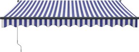 Zatahovací markýza modrá a bílá 3 x 2,5 m textil a hliník 3154446