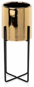 DekorStyle Květináč na stojanu Flori 23,5 cm zlatý/černý