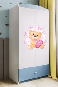 Dětská skříň Babydreams 90 cm medvídek s motýlky modrá