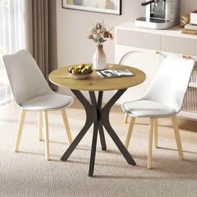 HOMCOM Jídelní stůl kuchyňský stůl kulatý stůl, moderní design, 78 cm x 75 cm, přírodní dřevo