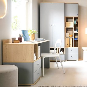 Komoda ORO OR4 | 120 cm | se zásuvkami a policemi | šedá/dub piškotový