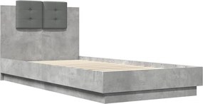 Rám postele s čelem a LED osvětlením betonově šedý 100 x 200 cm 3210027