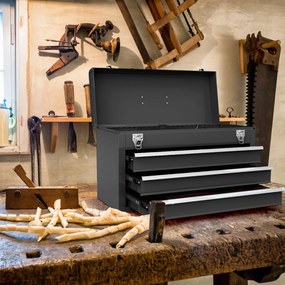 Costway Kovová skříňka na nářadí se 3 zásuvkami a horní přihrádkou na nářadí