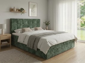 Čalouněná postel boxspring DIRELIS VIBE 160x200 cm tmavě zelená Matrace: Matrace Bonell pružinová
