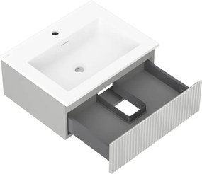 Mexen Rivel, koupelnová skříňka 60 cm s umyvadlem Otis, 1 zásuvka, drážkovaná, šedá matná/bílá, 91A20-06023-1-BF62-W18M01