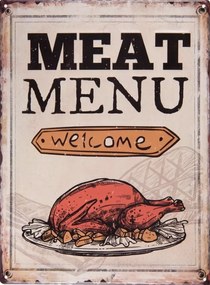 Plechová cedule Meat menu welcome