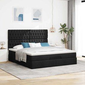 Osmanský rám postele s matrací černá 180x200cm textil 3313260