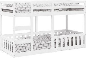 Patrová postel bílá 80 x 200 cm masivní borové dřevo 3308587