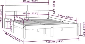 vidaXL Rám postele masivní borovice 135 x 190 cm Double [810124] Barva: medová hnědá