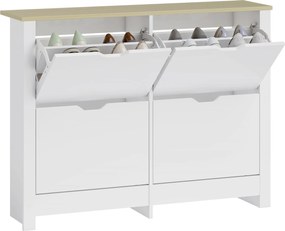HOMCOM úzký botník s 4 výklopnými přihrádkami – úspora místa, až 16 párů, 105×26×80 cm | Aosom