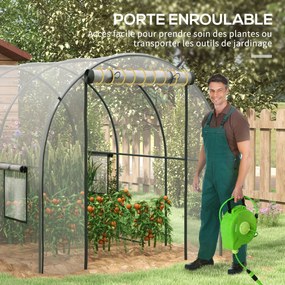 Zahradní skleník Outsunny - Tonnel pro rajčata, půdorys 6 m², 3L x 2W x 2H m, zpevněný trubkový rám, zipové dveře, 2 vysouvací okna - Průhledný