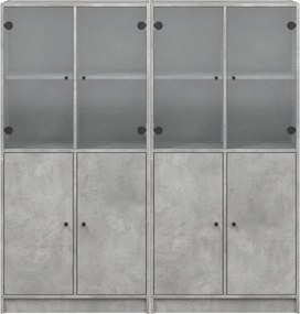 Knihovna s dvířky betonově šedá 136x37x142 cm kompozitní dřevo 3206527