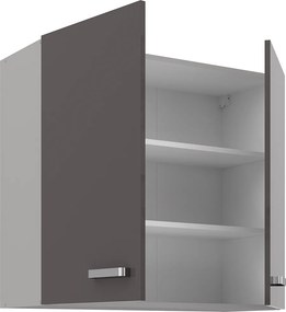 GREY gr | horní skříňka 80 G-72 2F policová | 80 cm | světle šedá/tmavě šedá lesk