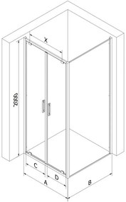 Mexen Exo, výklopný sprchový kout 100 x 70 cm, čiré sklo, zlatá, 8182-100-070-50-00