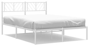 Kovový rám postele s čelem bílý 120 x 190 cm