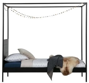Černá kovová jednolůžková postel s roštem 90x200 cm Dani – WOOOD