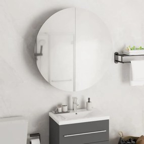 vidaXL Koupelnová skříňka s kulatým zrcadlem a LED dub 54x54x17,5 cm