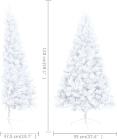 vidaXL Umělý vánoční půl stromek s LED a sadou koulí bílý 150 cm [3077483] Barva: white and rose