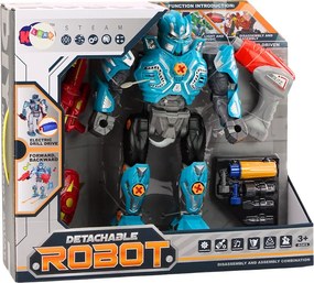 LEAN Toys Robot na šroubování, zbraň, vrtačka, šroubovák, světla, zvuk, tyrkysová barva