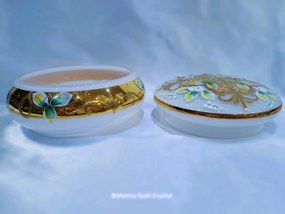 Opálová dóza zdobená zlatem a smaltem 12 cm