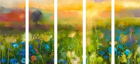 5-dílný obraz olejomalba lučních květů Varianta: 100x50