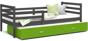 DOBRESNY Dětská postel s přistýlkou JACEK P2 200x90 cm ŠEDÁ-ZELENÁ