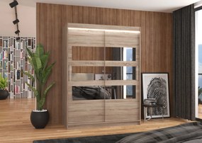 Posuvná skříň se zrcadlem a osvětlením LED FLORENTO 150 lanýžová 6 2 ano