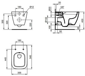 Ideal Standard i.life B WC závěsné Rimless s funkcí bidetu, bílá T534701