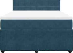 Box spring postel s matrací modrá 140 x 200 cm samet 3290062