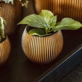 Capi Nature Groove Vase Ball Black Gold Ø 12 cm / V 10 cm