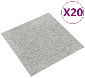 vidaXL Kobercové podlahové dlaždice 20 ks 5 m² 50 x 50 cm světle šedé