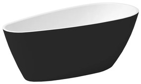 Besco Akrylátová volně stojící vana Goya A-Line BW Matt 160x73 (170x80) Barva: Bílá/černá, Rozměry (cm): 170x80, Typ a barva výpustě: Click-Clack s přepadem, chrom