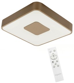 Mantra 7925 Coin Square, zlatohnědé stropní svítidlo s dálkovým ovladačem LED 100W 2700K-5000K, 54x54cm