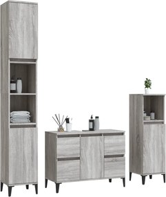 3dílný set koupelnového nábytku šedý sonoma kompozitní dřevo 3185611