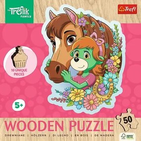 Trefl - Puzzle - Dřevěné obrysové puzzle Treflíci: Šťastná rodina / 50