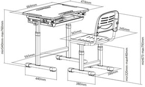 Dětský psací stůl + židle Bambino - různé barvy růžová