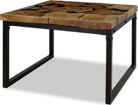vidaXL Konferenční stolek, teak a pryskyřice, 60x60x40 cm [244552] Barva: Černá