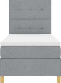 Postel s boxspringem s čelo Světle šedá 100 x 200 cm textil 3339595
