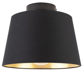 Stropní svítidlo s bavlněným stínítkem černé se zlatem 25 cm - Combi Black