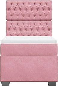 Box spring postel s matrací růžová 100x200 cm samet 3293145