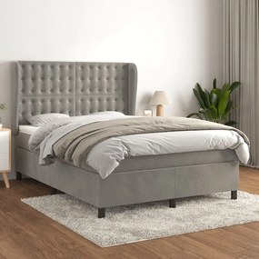 Box spring postel s matrací světle šedá 140x200 cm samet