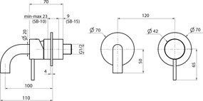 Sapho Ultramix umyvadlová baterie podomítková dvouprvková hubice 10 cm chrom UT110