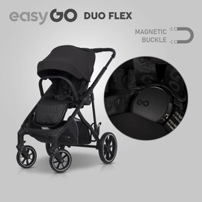 Sourozenecký kočárek EasyGo Duoflex Ebony Black, 1 sportovní část, 1 hluboká vanička